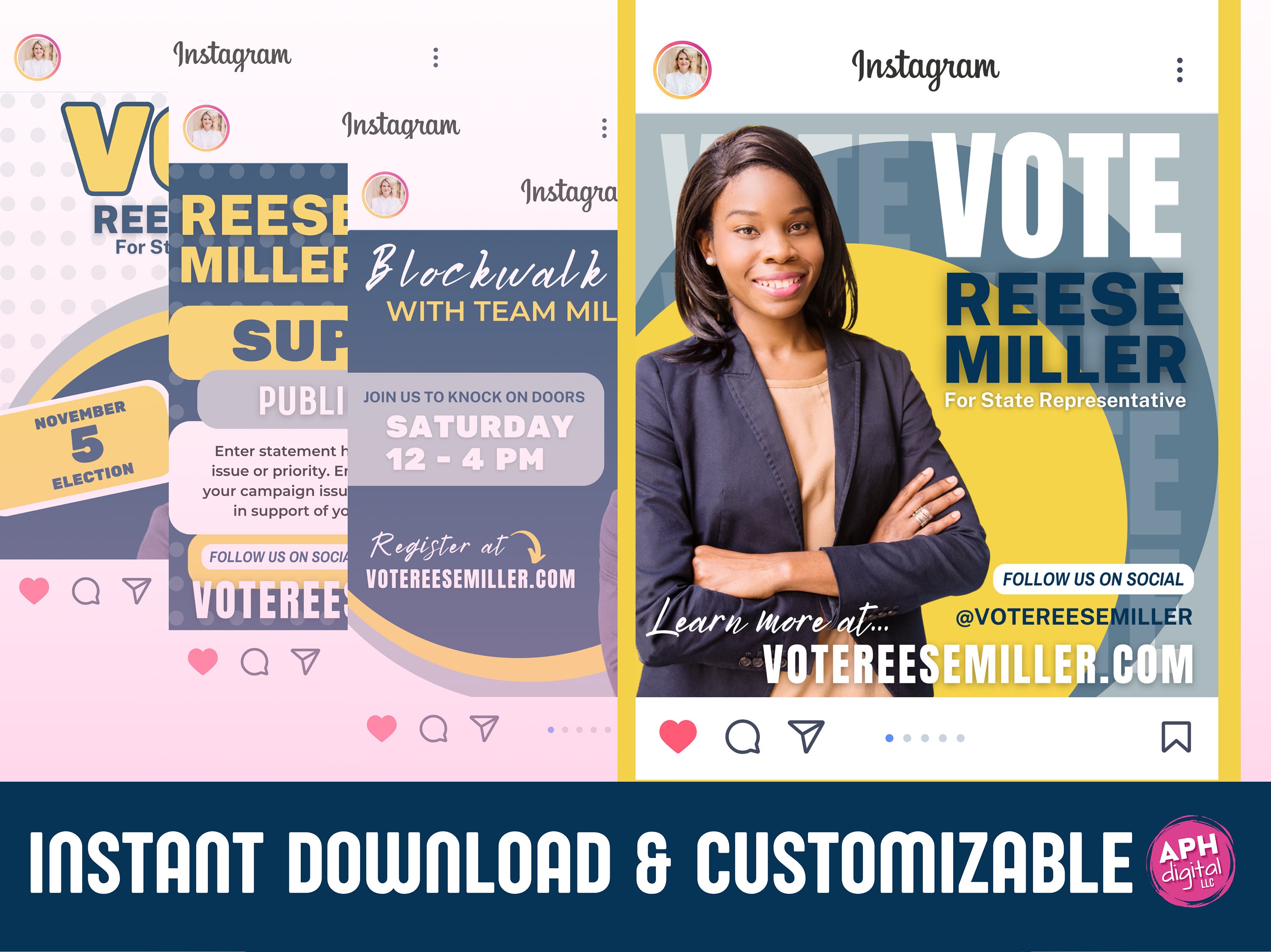 Political Campaign Instagram Templates, Printable Election Design, DIY ...