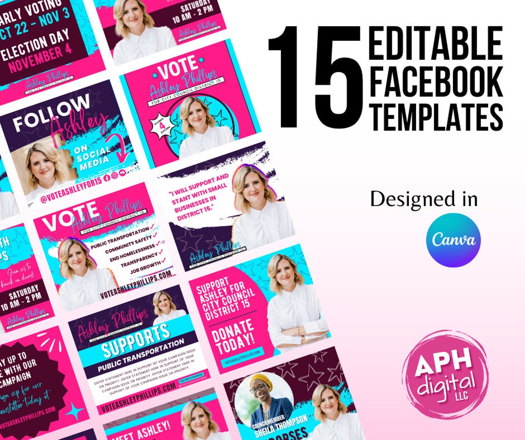 Political Campaign Facebook Templates, Printable Election Design, DIY ...