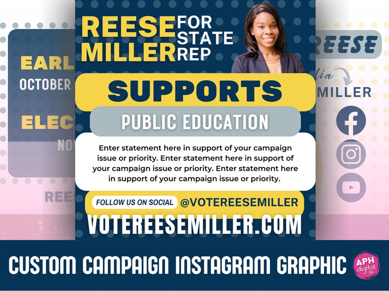 Political Campaign Instagram Templates, Printable Election Design, DIY ...