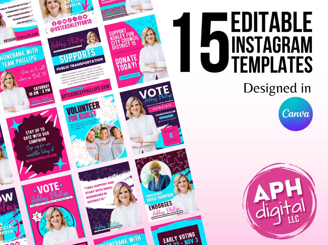 Political Campaign Instagram Templates, Printable Election Design, DIY ...