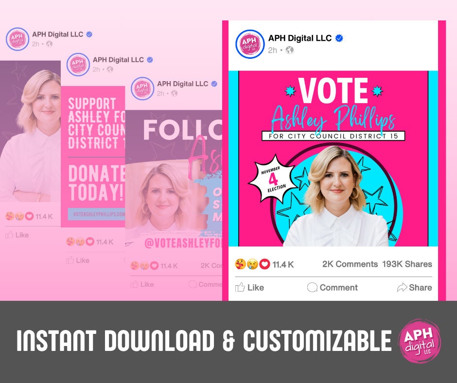 Political Campaign Facebook Templates, Printable Election Design, DIY ...