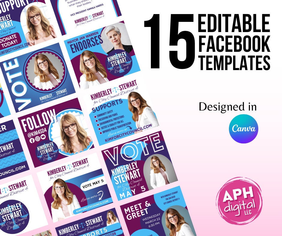 Political Campaign Facebook Templates, Printable Election Design, DIY ...