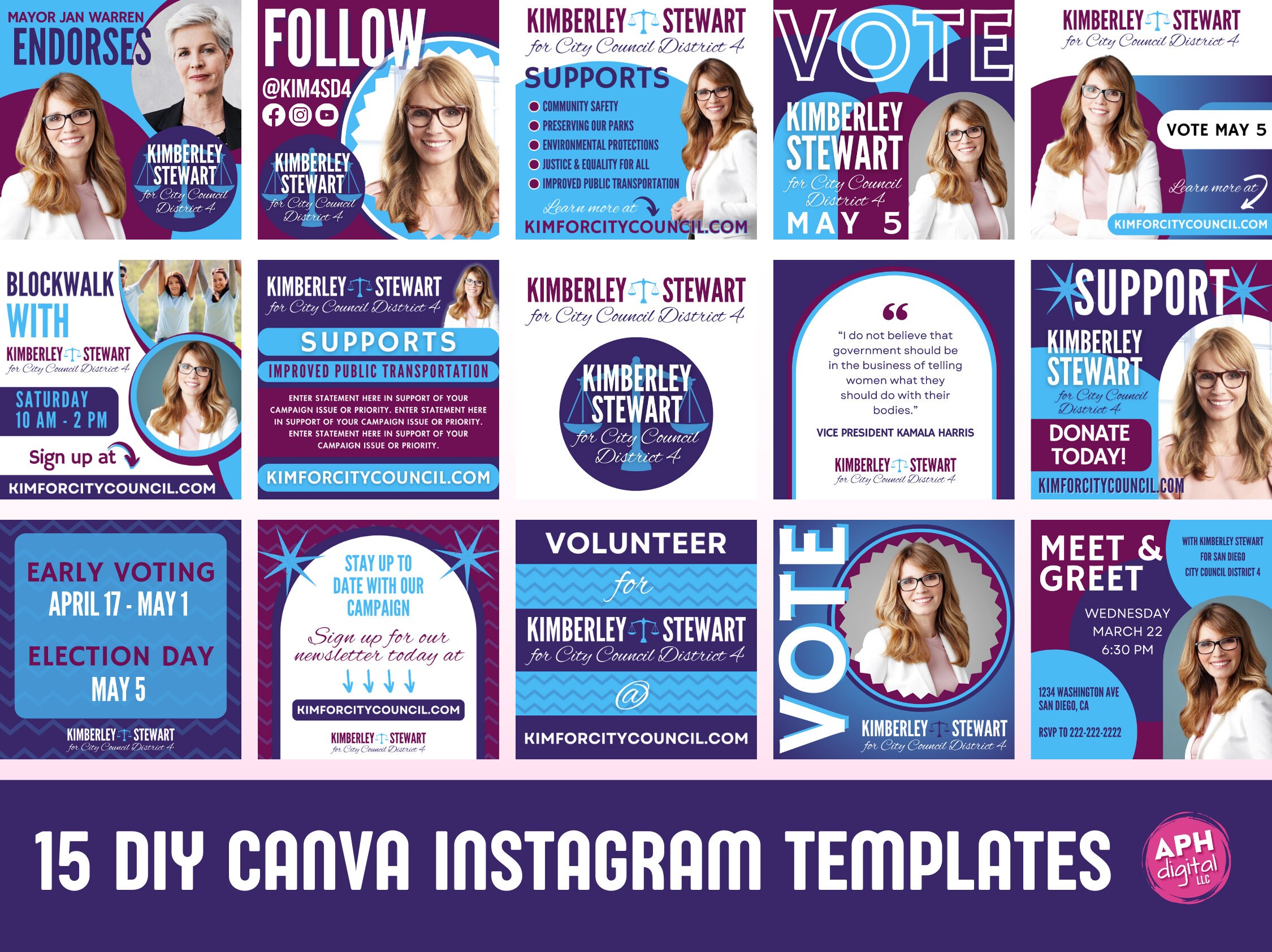 Political Campaign Instagram Templates, Printable Election Design, DIY ...