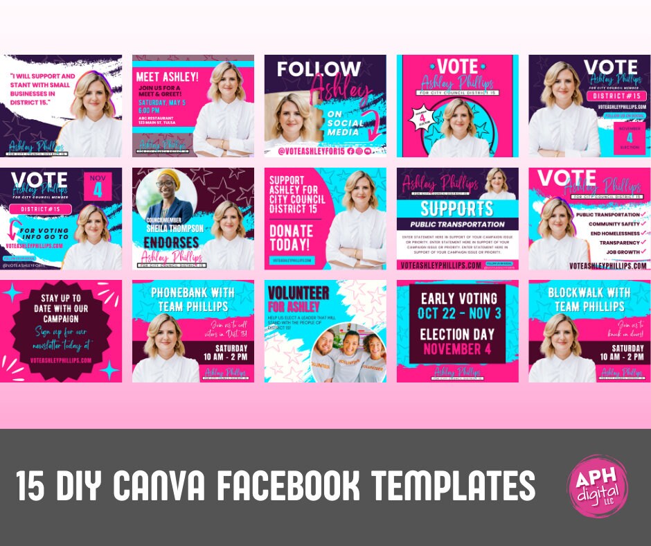 Political Campaign Facebook Templates, Printable Election Design, DIY ...