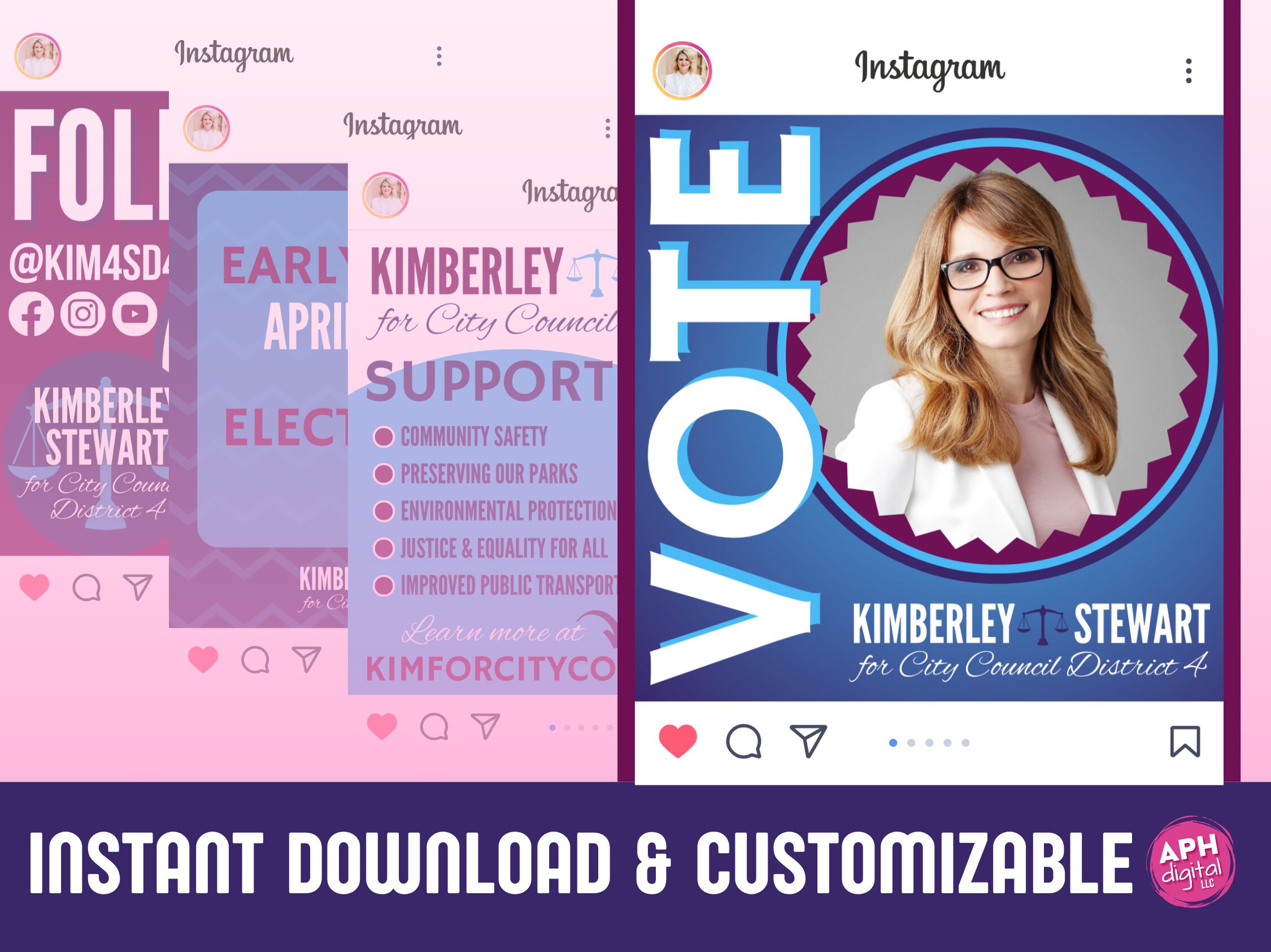 Political Campaign Instagram Templates, Printable Election Design, DIY ...