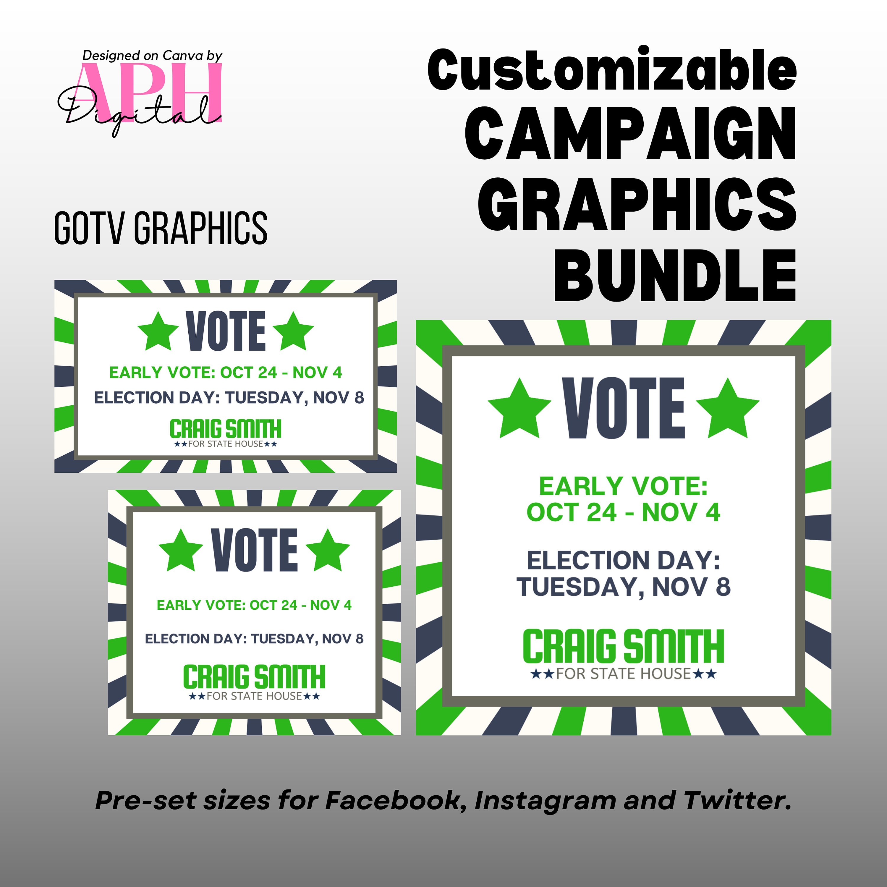 Social Media Graphic Templates for Political Campaigns - Bundle - Etsy