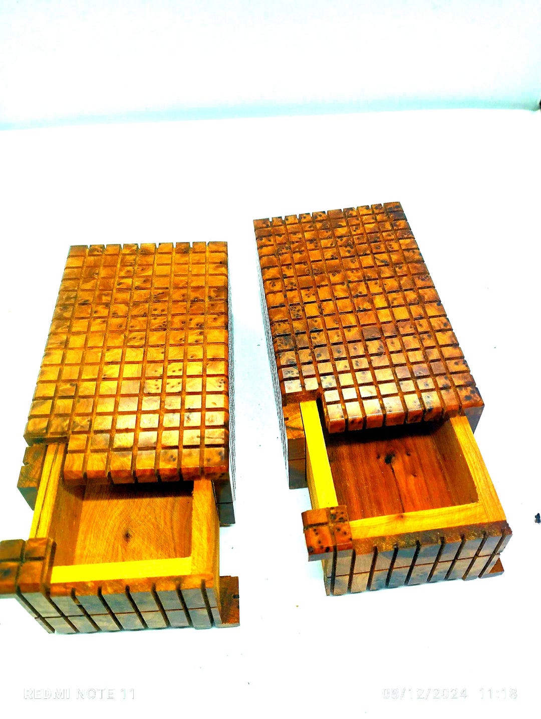 Set of 2 Moroccan Handmade Wooden Hidden Lock Box, Magical Lock Box ...