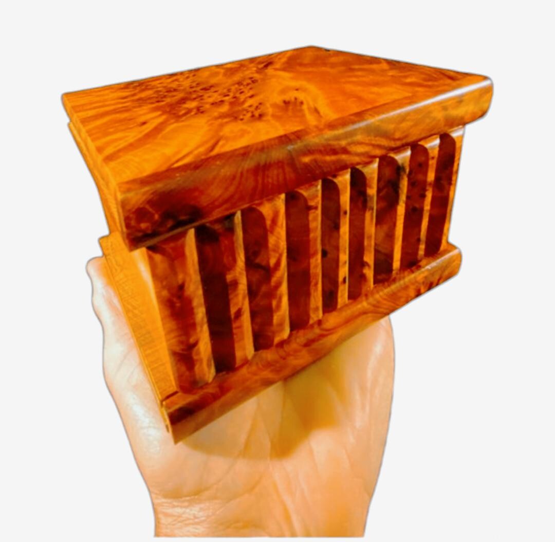 Moroccan Thuya Wood Magic Box Secret Opening Jewelry Box , Hidden ...