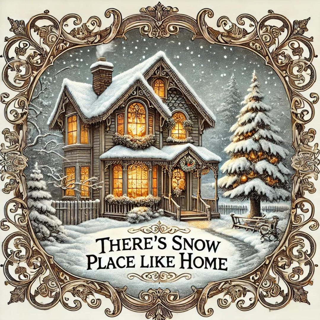 Magical Snowy Cottage Christmas Digital Print - Winter Scene for Bauble ...