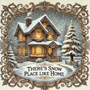 Magical Snowy Cottage Christmas Digital Print - Winter Scene for Bauble ...