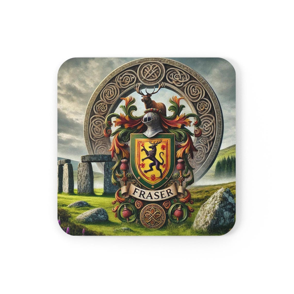 Fraser Family Crest With Stone Circle - Outlander-inspired Digital Art ...