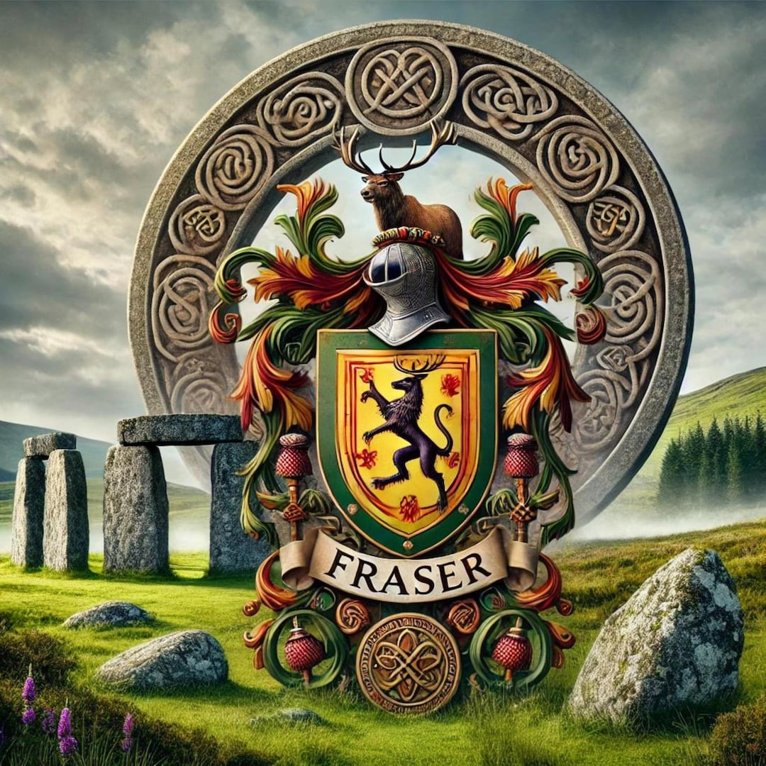 Fraser Family Crest With Stone Circle - Outlander-inspired Digital Art ...