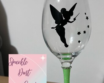 Tinkerbell Glass, Tinker Bell Wine Glass, Fairy Wine Glass, Gem Wine ...