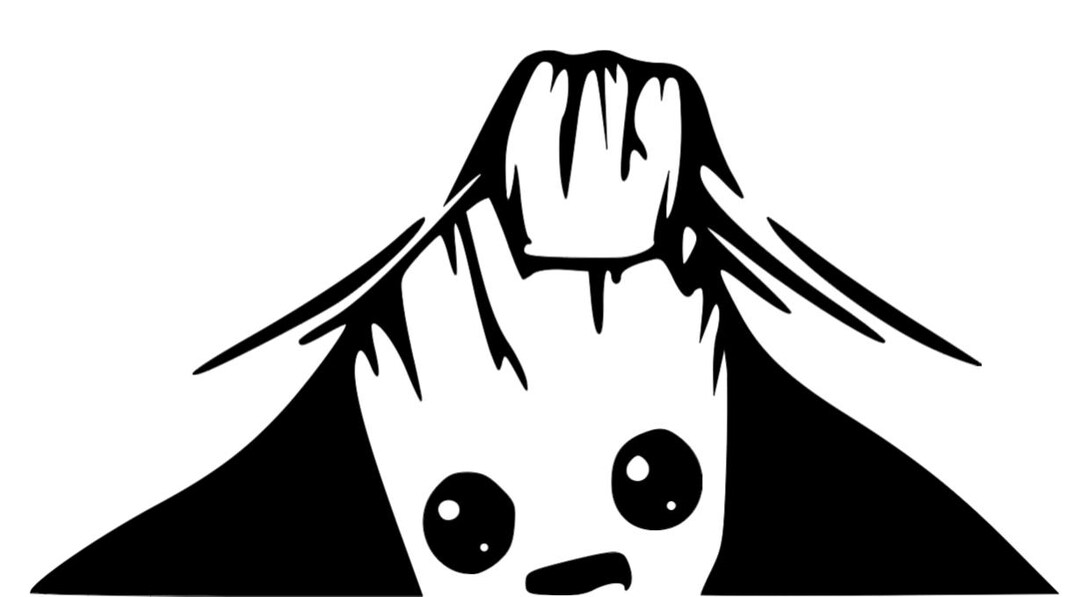 Marvel Inspired Baby Groot Peeking Vinyl Decal - Ideal for Car Bonnet ...