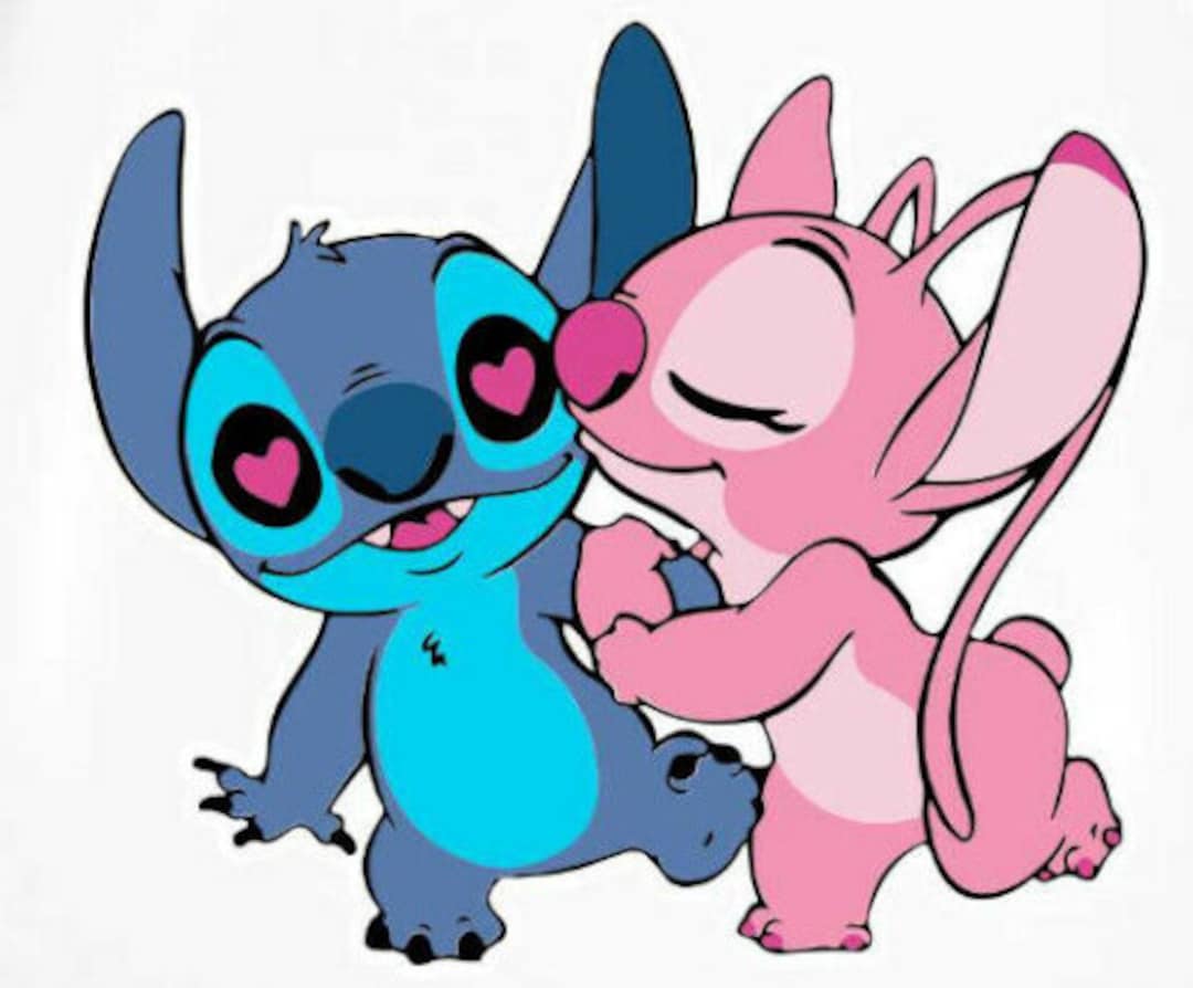 Stitch and Angel Hugging Vinyl Decal - Etsy UK