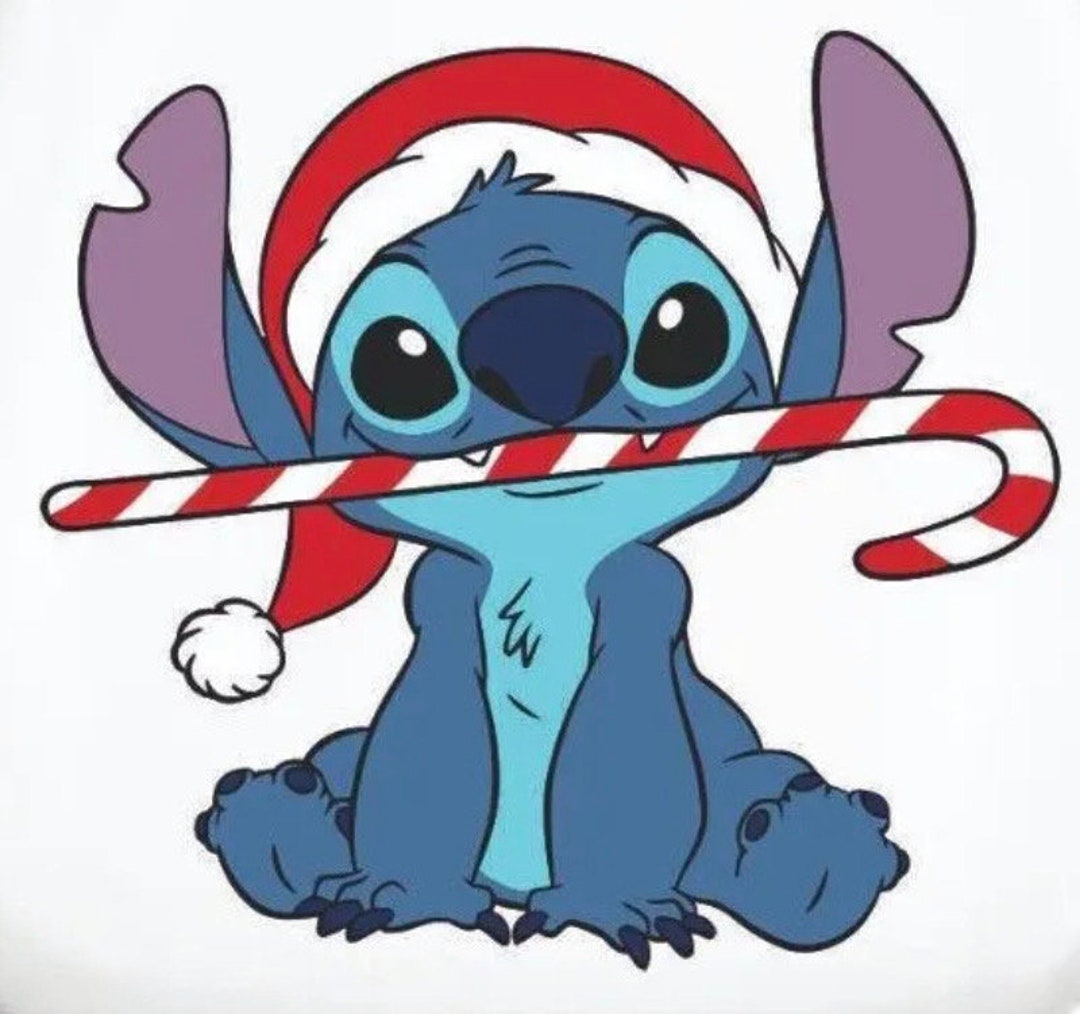Stitch With Christmas Hat and Candy Cane Vinyl Decal - Etsy