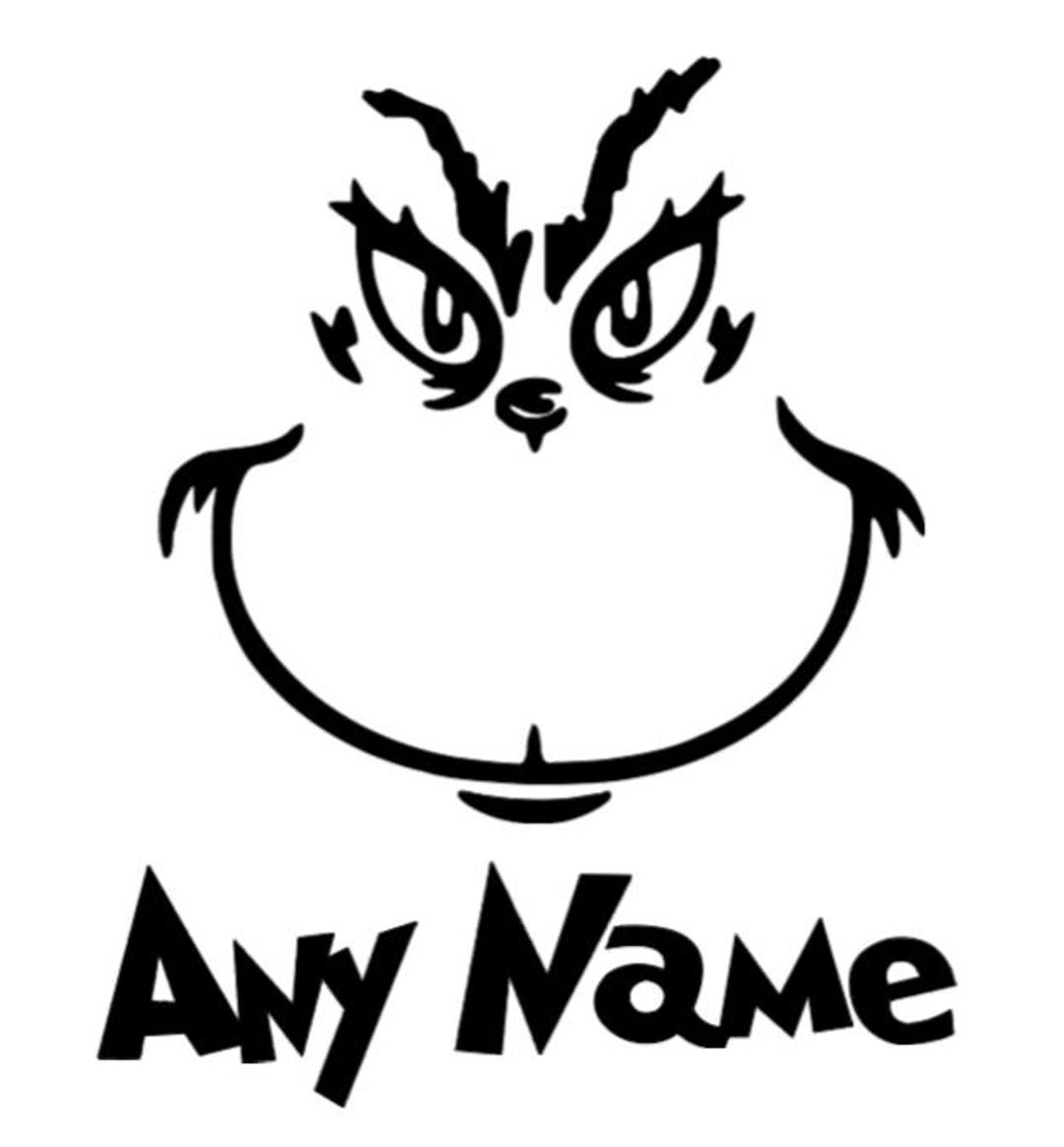 Personalised Grinch Face Vinyl Decal, Christmas Sticker - Etsy UK