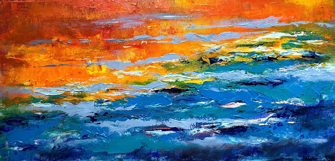 Abstract Sunny Beach Seascape Oil Painting Seaside Waves Landscape Hot ...