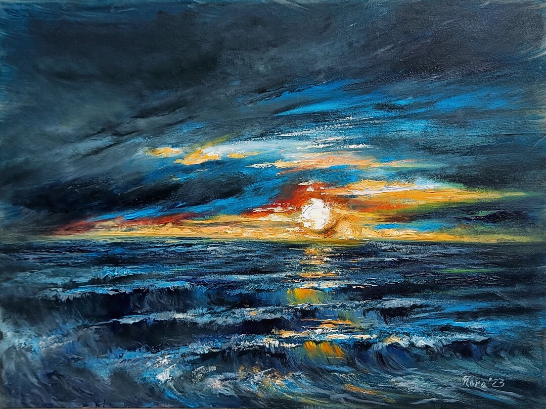Seaside Coastal Sunset Landscape Clouds Sun Waves Scenery Silver Blue ...