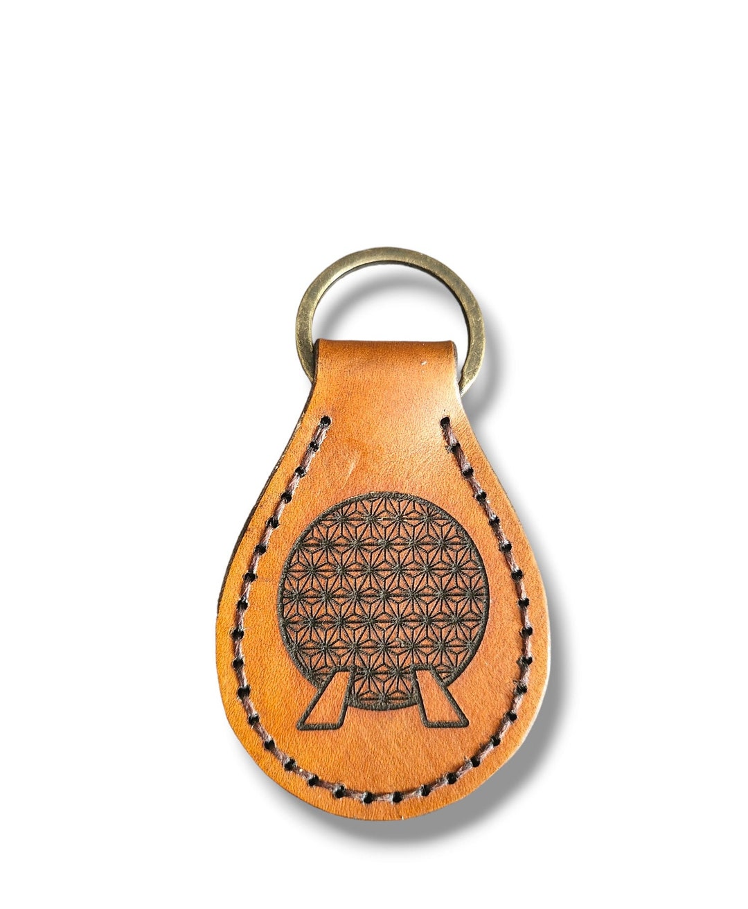 Disney Inspired Epcot Keychain Disney Leather Keychain - Etsy