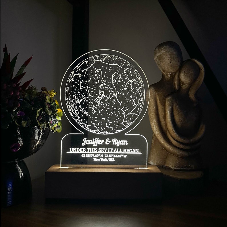 Custom Star Map Night Light Constellation Map Light Couple - Etsy