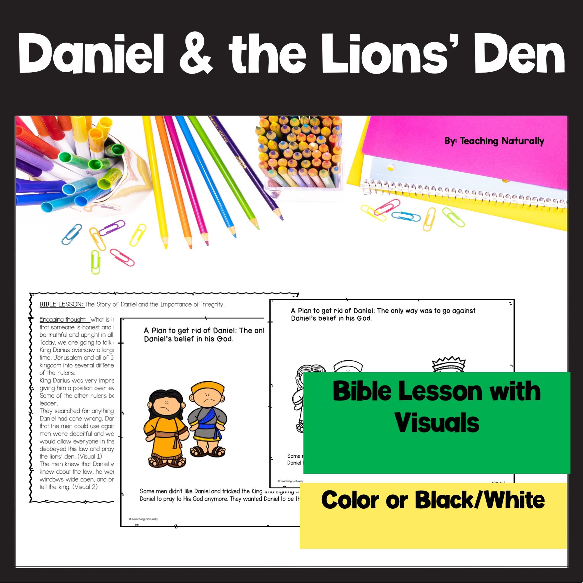 Daniel and the Lions Den Bible Lesson and Activities Kids Integrity ...