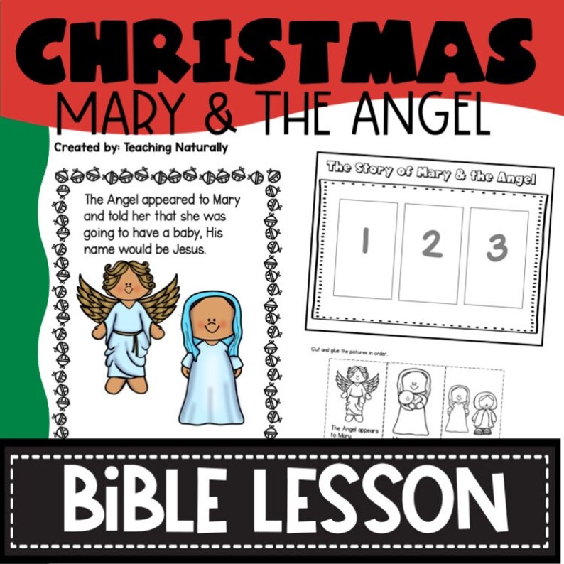Mary and the Angel Christmas Bible Lesson: Mini-book & Coloring (PDF ...