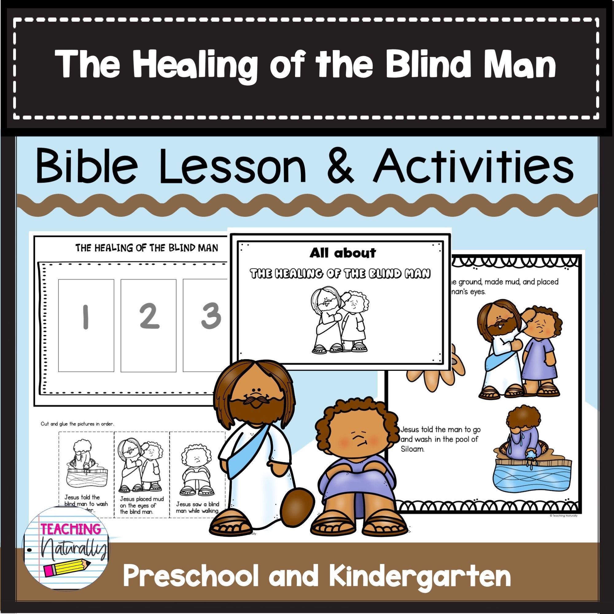 Miracle of Jesus Healing the Blind Man Bible Lesson for Kids Sunday ...