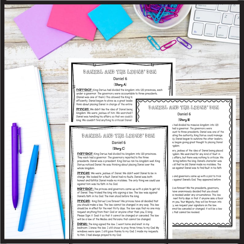 Daniel and the Lions' Den Bible Story Readers Theatre Script Sunday ...