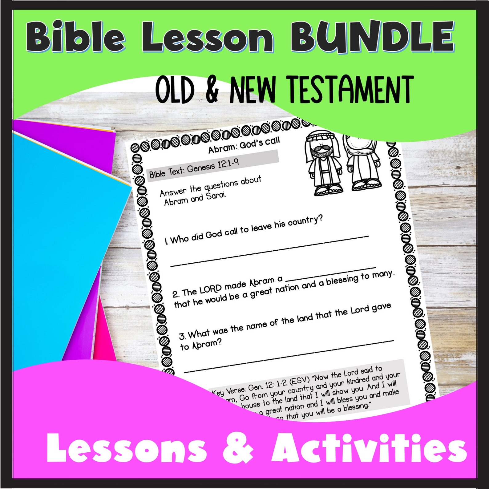 Old & New Testament Bible Lessons: Kids Activities Bundle (printable ...