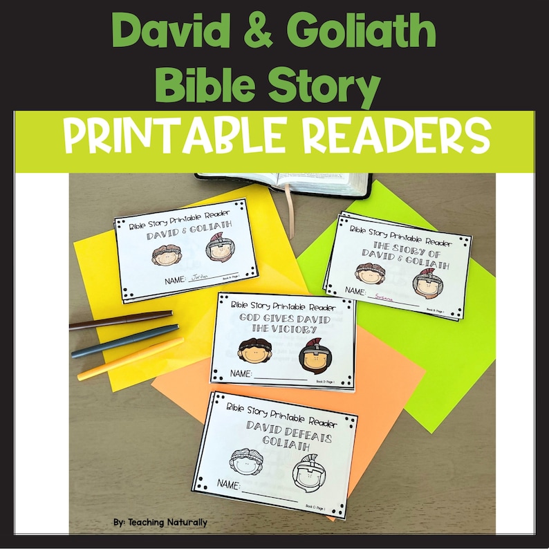 David and Goliath Printable Mini-book: Bible Story Activity (digital ...
