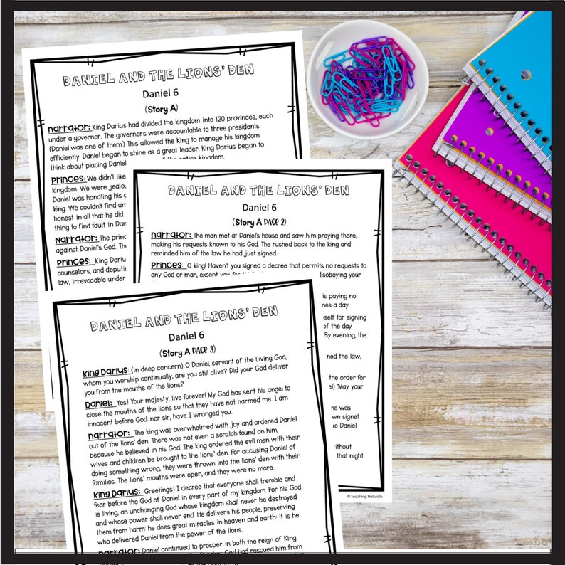 Daniel and the Lions' Den Bible Story Readers Theatre Script Sunday ...