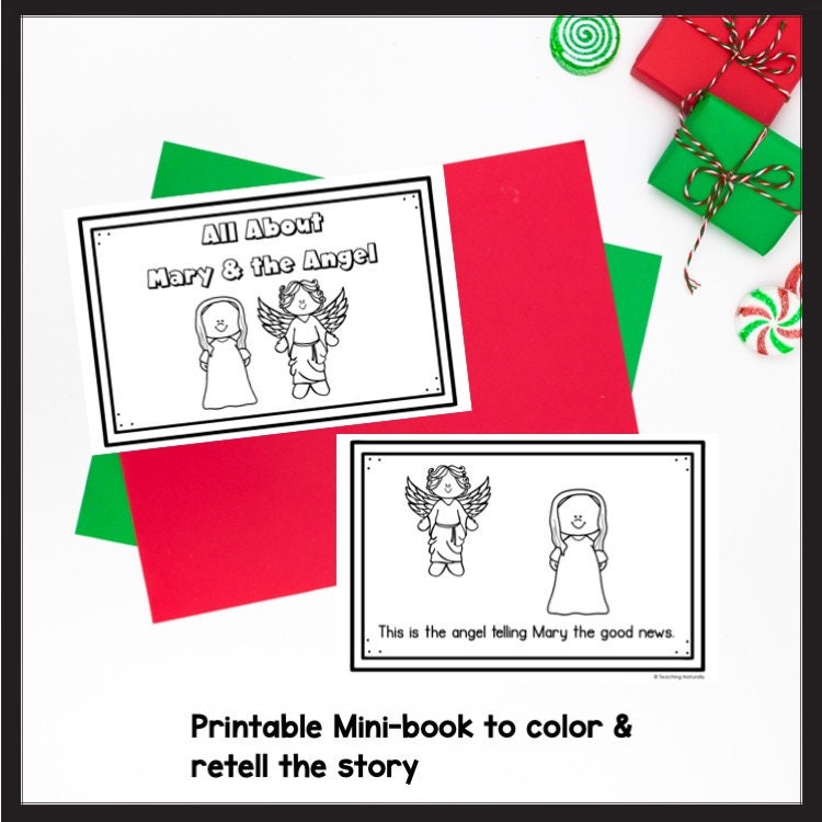 Mary and the Angel Christmas Bible Lesson: Mini-book & Coloring (PDF ...