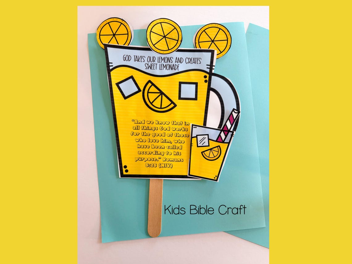 Kids Bible Craft Printable Summer Sunday School Bible Lesson Lemonade ...