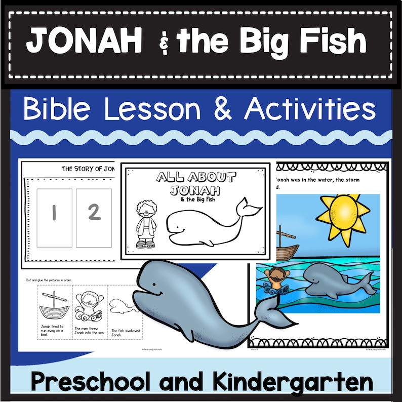 Jonah and the Big Fish Bible Lesson With Visuals Activities for Kids ...
