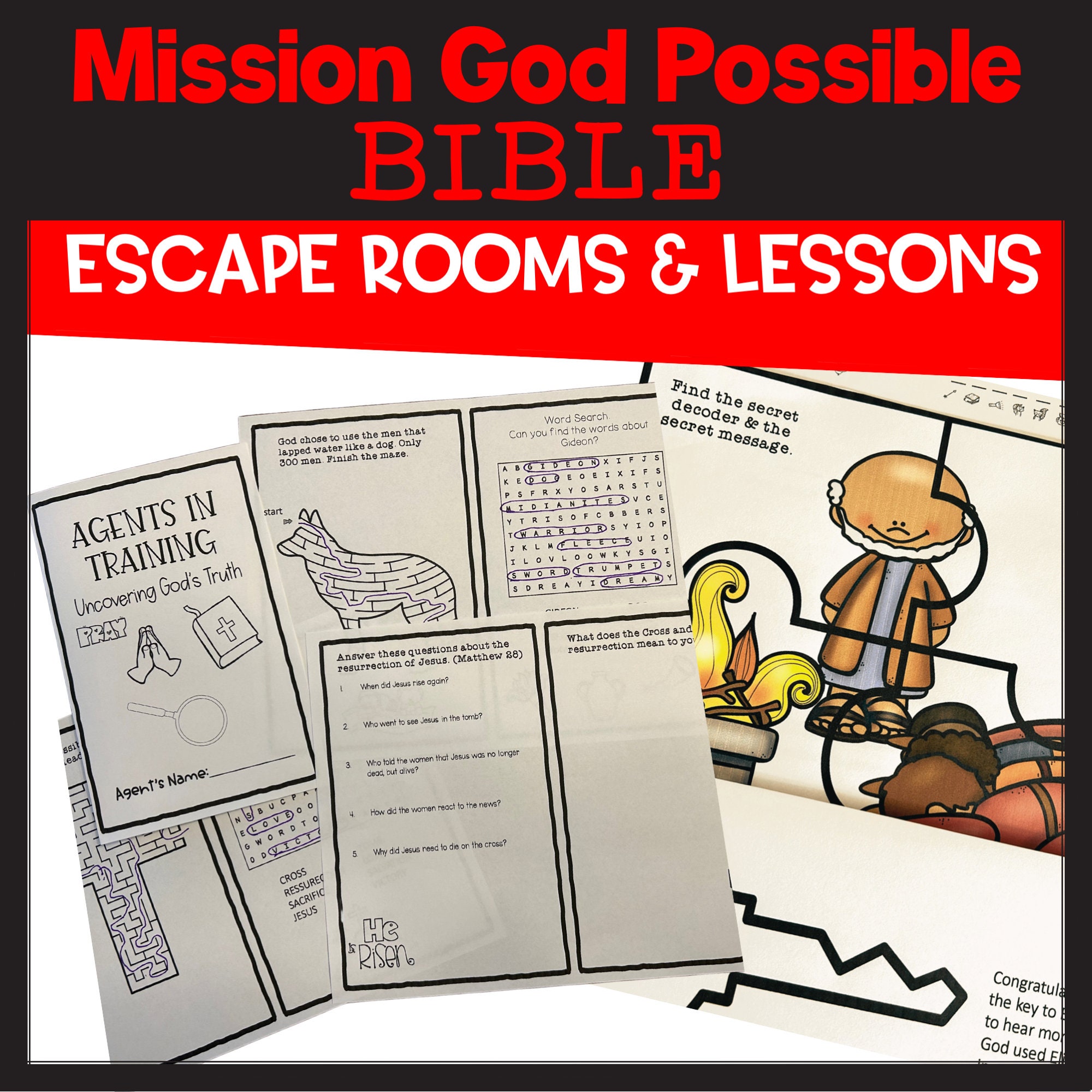 Bible Escape Room & Lessons: VBS Curriculum Kids Bible Study (printable ...