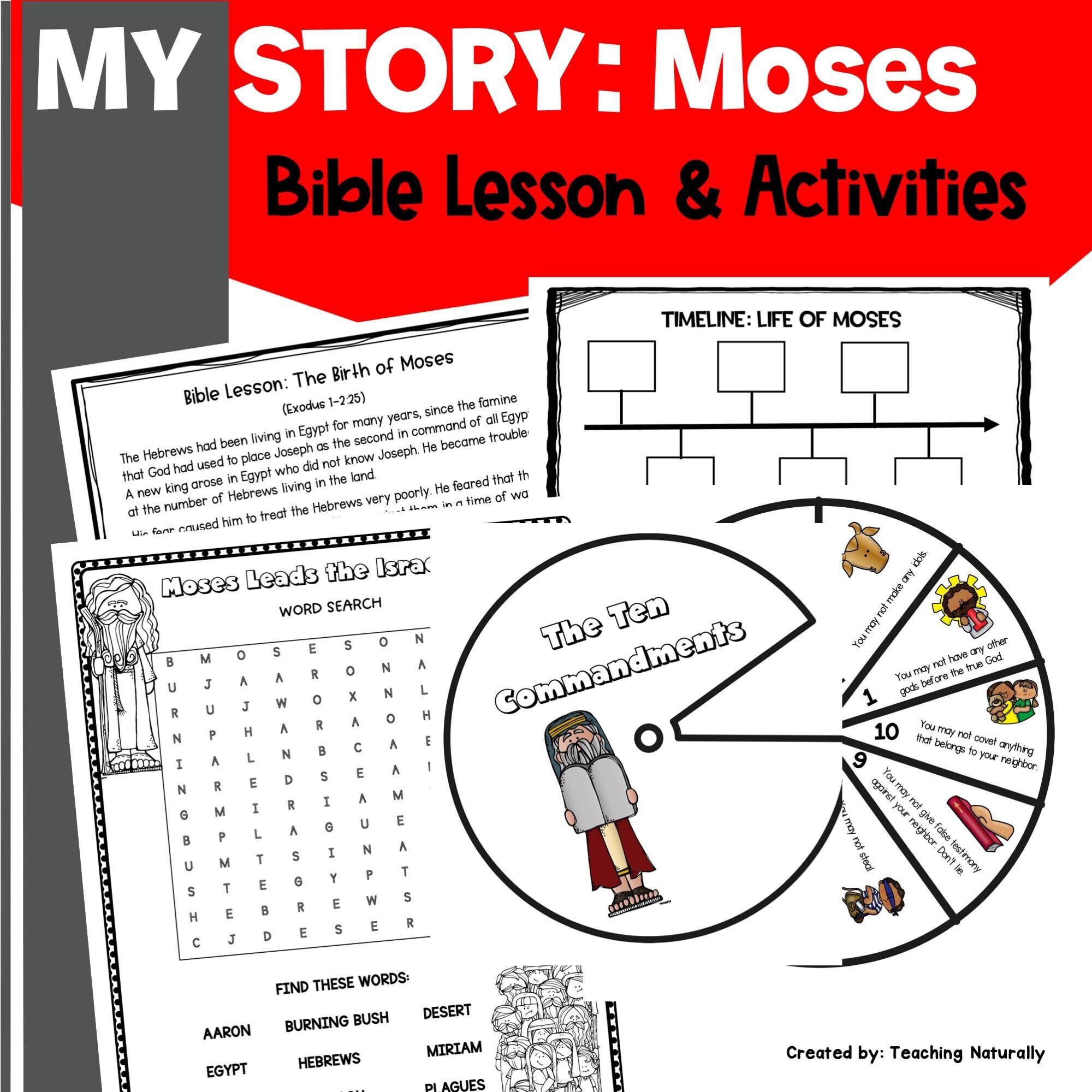Moses Bible Lesson for Kids Includes Bible Stories of Moses Birth ...