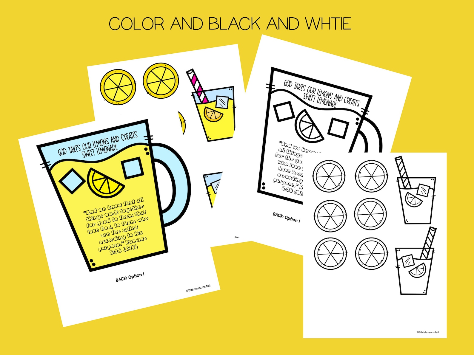 Kids Bible Craft Printable Summer Sunday School Bible Lesson Lemonade ...