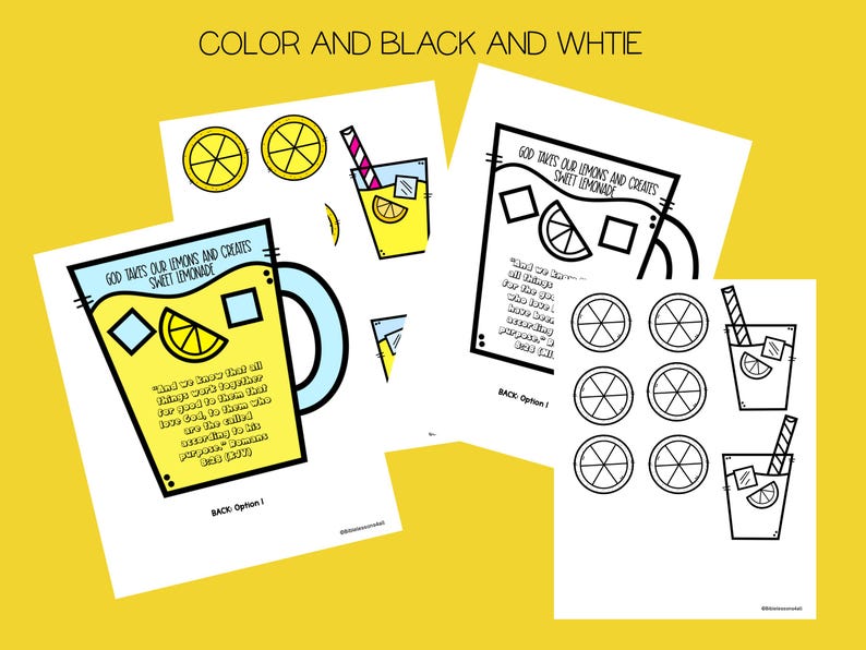 Kids Bible Craft Printable Summer Sunday School Bible Lesson Lemonade ...