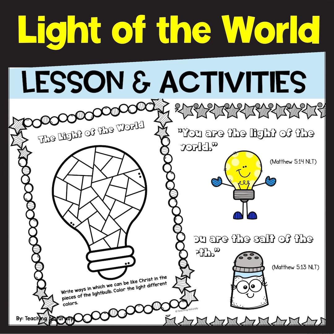 Light of the World Bible Lesson for Kids Bible Craft Jesus is the Light ...