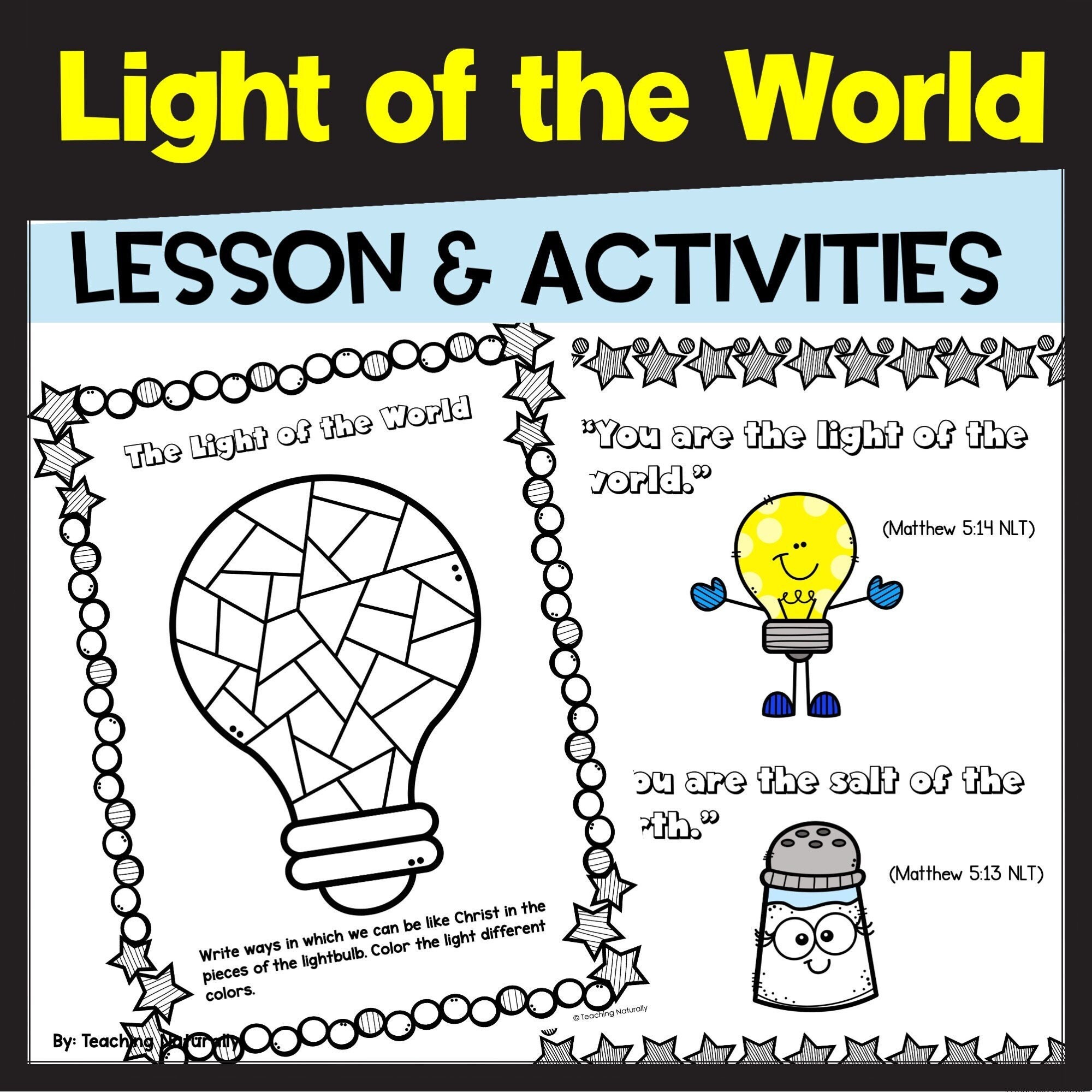 Light of the World Bible Lesson for Kids Bible Craft Jesus is the Light ...