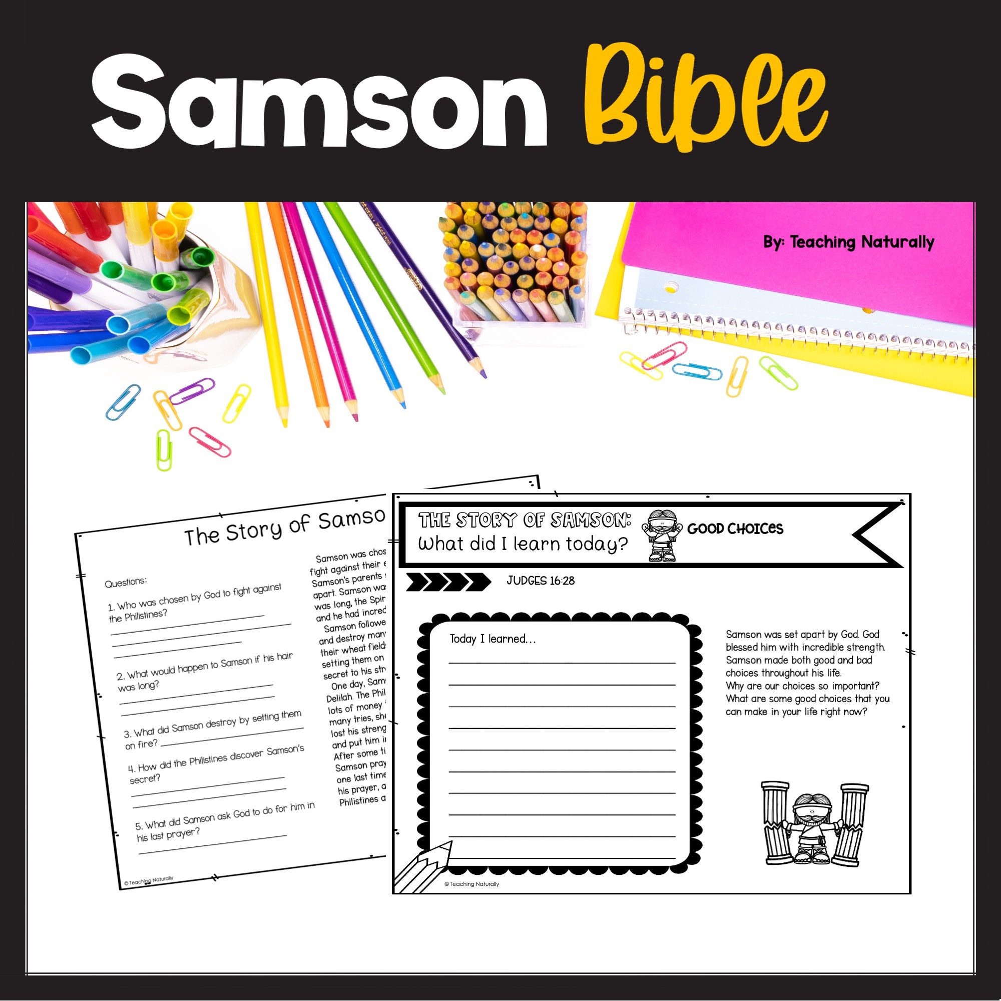 Samson Bible Lesson and Activities for Kids Bible Lesson Plan Making ...
