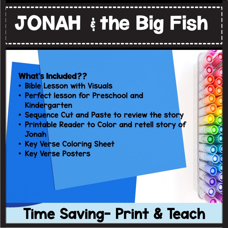 Jonah and the Big Fish Bible Lesson With Visuals Activities for Kids ...