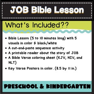 Job Bible Story Printable Bible Lesson Kids Bible Study Bible Craft ...