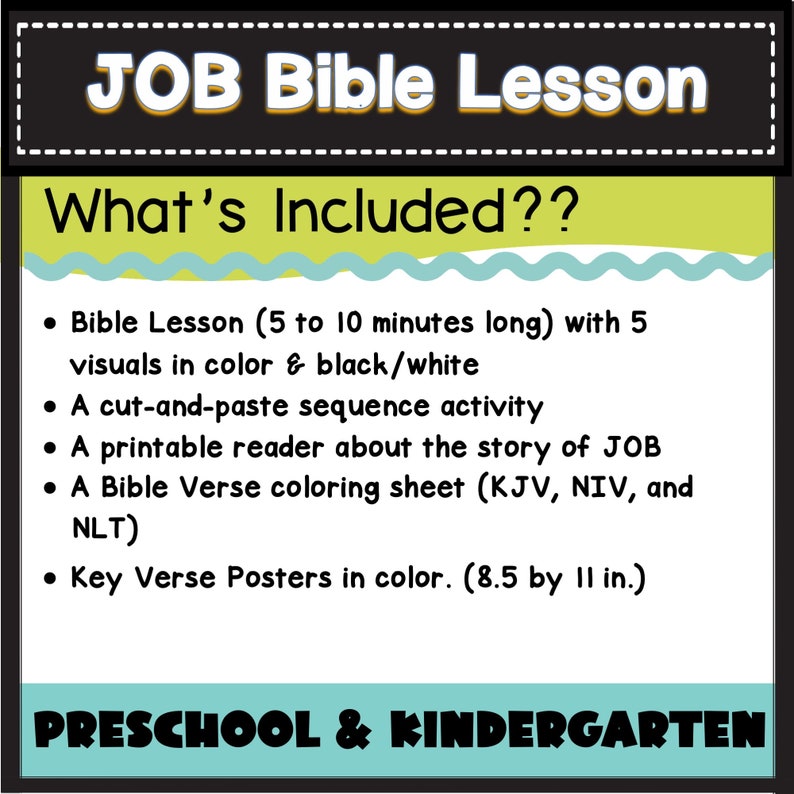 Job Bible Story Printable Bible Lesson Kids Bible Study Bible Craft ...