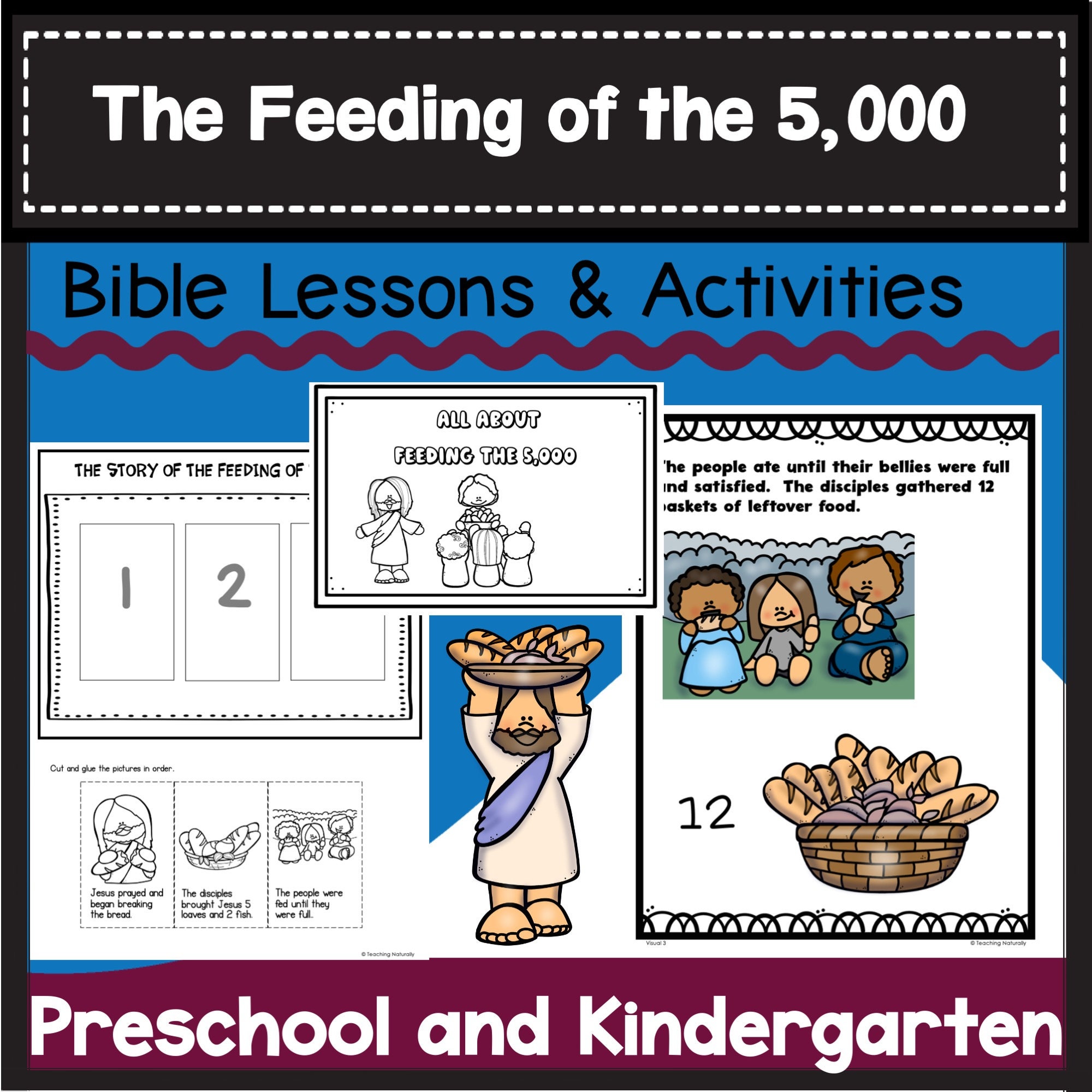 Miracle of Jesus Feeding of the 5,000 Bible Lesson Kids Sunday School ...