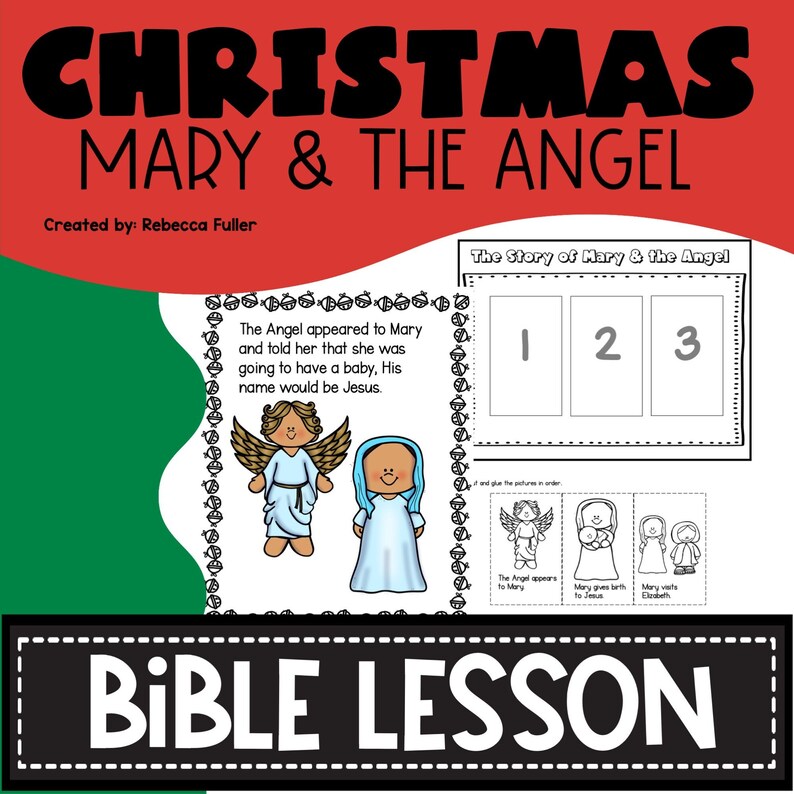 Mary and the Angel Christmas Bible Lesson: Mini-book & Coloring (PDF ...