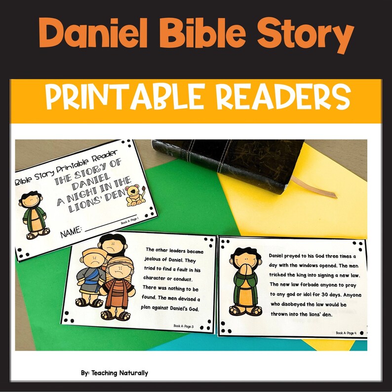 Daniel and the Lions Den Bible Story Printable Mini Reader for Bible ...