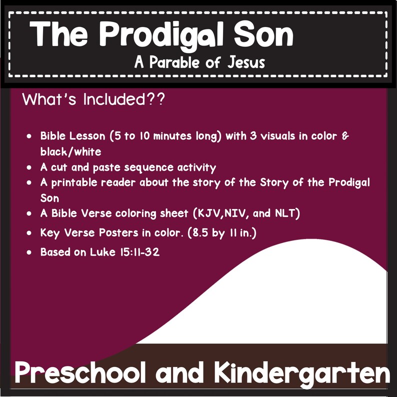 Prodigal Son Bible Lesson and Activities for Preschool and Kindergarten ...