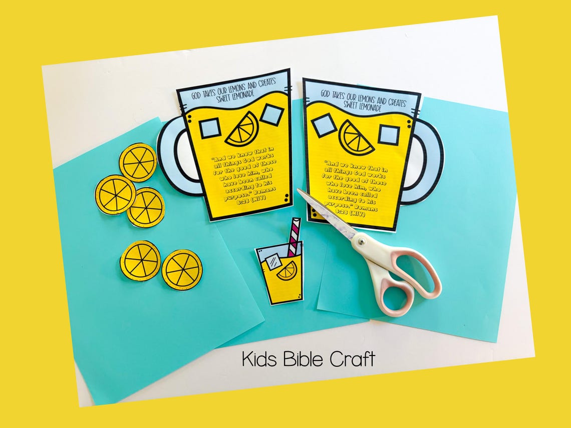 Kids Bible Craft Printable Summer Sunday School Bible Lesson Lemonade ...